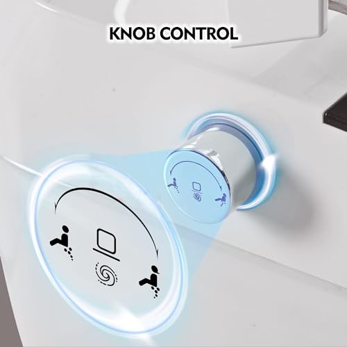 LOPOO Smart Toilet Bidet Combo, Self-Cleaning Nozzle, Dual Flush 1/1.28 GPF, Tankless Compact Toilet with Foot Sensor Flush, Knob Control, Power Outage Flushing, Night Light, Advanced Ceramic, White