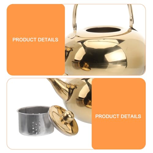 KICHOUSE Stainless Steel Pot Camping Cookware Infusers Retro Coffee Machine Espresso Coffee Kettle with Strainer Tea Kettle Gold Whistling Kettle Stove Top Kettle Milk Pan Teakettle Silver