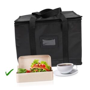 OKUMEYR 2pcs Insulation Bags Foldable Grocery Bags Food Bag Restaurant Insulated Bag Cooler Bag Jumbo Insulated Bag Large Insulated Food Bag Foldable Lunch Bag Woven Black