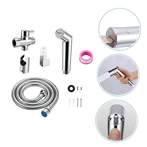 SOESFOUFU 1 Set Toilet Sprayer Bidet Handheld Cloth Diaper Sprayer Kit Handheld Sprayer Stainless Hose Hot and Cold Hand Held Bidet Cleaning Kits Cloth Diapers Hand Shower Silver Copper