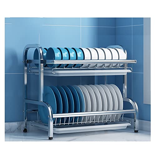 JUNXIAN Dish Rack 304 Stainless Steel Dish Storage Rack, Dish Storage Rack, Kitchen Dish Drainer Dish Rack, Dish Drying Rack Organizer Dish Containers(E)