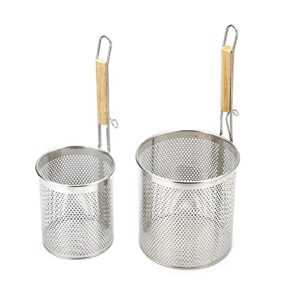 JUNXIAN Deep Frying Basket Frying Basket Stainless Steel Slotted Spoon Mesh Basket Fryer French Fries Baked Vegetables Frying Basket Sink Filter Frying Net(14cm)