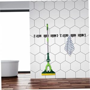 OKUMEYR Mop Holder Mops Hook Garage Storage Rack Closet Storage Hanger Wall Mounted Broom Organizer Nail Broom Holder Wall Hanging Broom Rack Sundries Organizer Black Space Aluminum