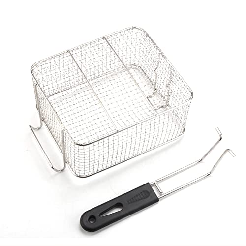 JUNXIAN Deep Frying Basket Stainless Steel Frying Basket With Handle Food Basket Square Hanging Removable Filter Fryer Frying Net