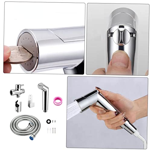 SOESFOUFU 1 Set Toilet Sprayer Bidet Handheld Cloth Diaper Sprayer Kit Handheld Sprayer Stainless Hose Hot and Cold Hand Held Bidet Cleaning Kits Cloth Diapers Hand Shower Silver Copper