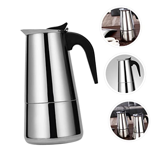 FUNOMOCYA Coffee Pot Stainless Tea Kettle Mocha Coffee Portable Water Kettle Cafetera Manual Espresso Maker Portable Coffee Cup Coffee Boiling Pot Coffee Silver Stainless Steel