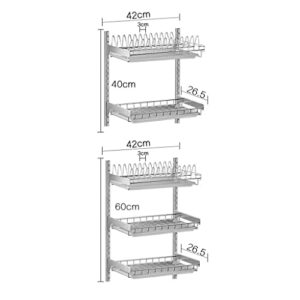 JUNXIAN Dish Rack Dish Rack, Dish Drainer, Kitchen Dish Rack Storage Shelf, 2 Tier Dish Rack Holder, Dish Drying Rack Dish Containers(A)