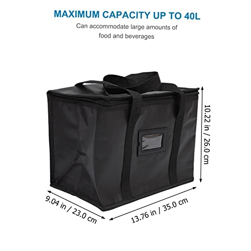 OKUMEYR 2pcs Insulation Bags Foldable Grocery Bags Food Bag Restaurant Insulated Bag Cooler Bag Jumbo Insulated Bag Large Insulated Food Bag Foldable Lunch Bag Woven Black