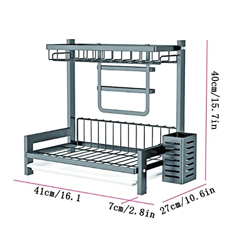 JUNXIAN Dish Rack Dish Drainer Kitchen Dish Rack Storage Shelf 2 Tier Dish Rack Holder Dish Drying Rack Dish Rack Dish Containers