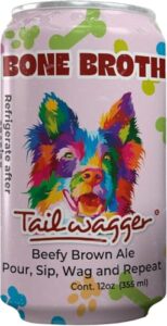 tailwagger beefy brown ale bone broth for dogs, 12 oz