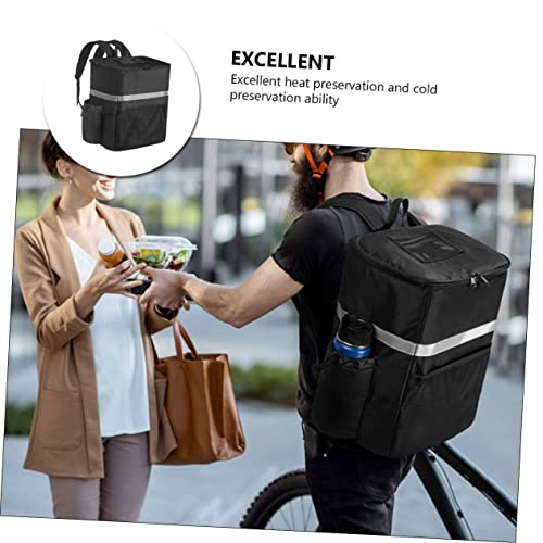 PRETYZOOM 2 Pcs Takeaway Incubator Pizza Carry Insulation Bag Thermal Food Shoulder Bag Pizza Warmer Bags Insulated Water Proof Backpack Portable Cooler Bag Takeout Black Oxford Cloth