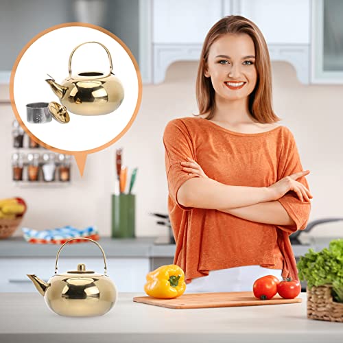 KICHOUSE Stainless Steel Pot Camping Cookware Infusers Retro Coffee Machine Espresso Coffee Kettle with Strainer Tea Kettle Gold Whistling Kettle Stove Top Kettle Milk Pan Teakettle Silver