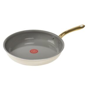 t-fal preserve ceramic, ceramic non stick fry pan 12 inch, oven broiler safe 350f, inoceram glide technology, even heat base, nonstick cookware, pots and pans, kitchen frying pan, skillet, beige