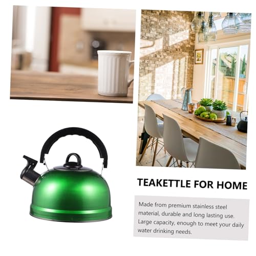 VOSAREA 1pc Chirping Kettle Portable Espresso Machine Whistle Kettle Boiled Teapot Kettle Tea Kettle Espresso Caravan Kettle Camp Water Bottles Large Capacity Kettle Plastic Green