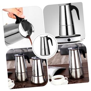 FUNOMOCYA Coffee Pot Stainless Tea Kettle Mocha Coffee Portable Water Kettle Cafetera Manual Espresso Maker Portable Coffee Cup Coffee Boiling Pot Coffee Silver Stainless Steel