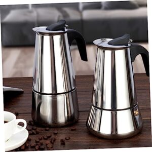 FUNOMOCYA Coffee Pot Stainless Tea Kettle Mocha Coffee Portable Water Kettle Cafetera Manual Espresso Maker Portable Coffee Cup Coffee Boiling Pot Coffee Silver Stainless Steel