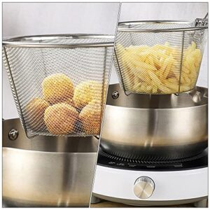 JUNXIAN Deep Frying Basket 2 Pack Stainless Steel Fry Basket Kitchen Chicken Basket Chip Fryer Kitchen Cooking Accessories Frying Net(31.5X18X11cm-2pcs)