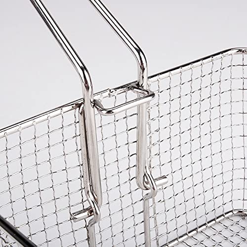 JUNXIAN Deep Frying Basket Stainless Steel Frying Basket With Handle Food Basket Square Hanging Removable Filter Fryer Frying Net