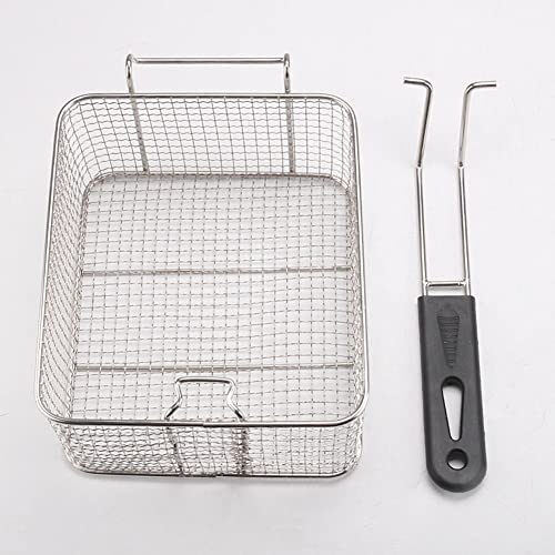 JUNXIAN Deep Frying Basket Stainless Steel Frying Basket With Handle Food Basket Square Hanging Removable Filter Fryer Frying Net