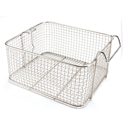 JUNXIAN Deep Frying Basket Stainless Steel Frying Basket With Handle Food Basket Square Hanging Removable Filter Fryer Frying Net