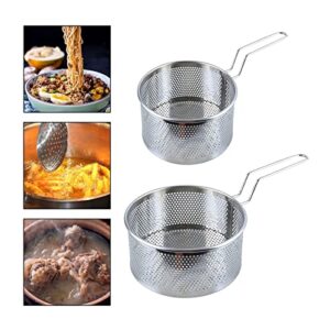 JUNXIAN Deep Frying Basket Stainless Steel Frying Basket Kitchen Frying Basket Noodle Dumpling Strainer Frying Pan Frying Basket Frying Net(Large)