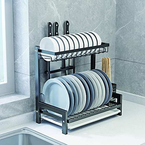 JUNXIAN Dish Rack Dish Drainer Kitchen Dish Rack Storage Shelf 2 Tier Dish Rack Holder Dish Drying Rack Dish Rack Dish Containers