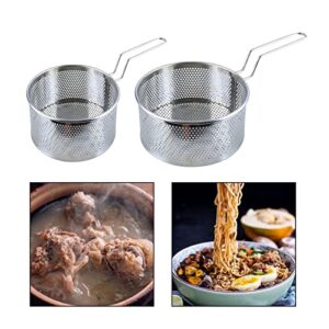 JUNXIAN Deep Frying Basket Stainless Steel Frying Basket Kitchen Frying Basket Noodle Dumpling Strainer Frying Pan Frying Basket Frying Net(Large)