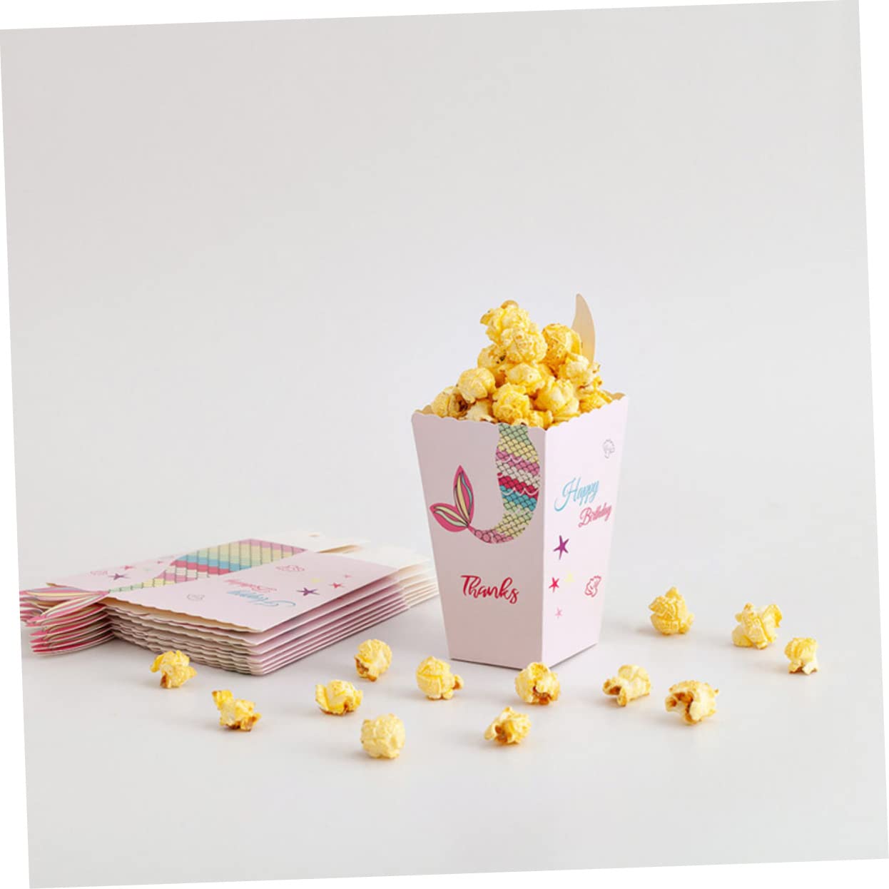 CIYODO 12pcs Boxes Mermaid Chip Box Snack Paper Cones Popcorn Containers Boxes Party Snack Container Poppin Popcorn Food Containers Boom Chicka Popcorn Snacks Container Popcorn Cartons