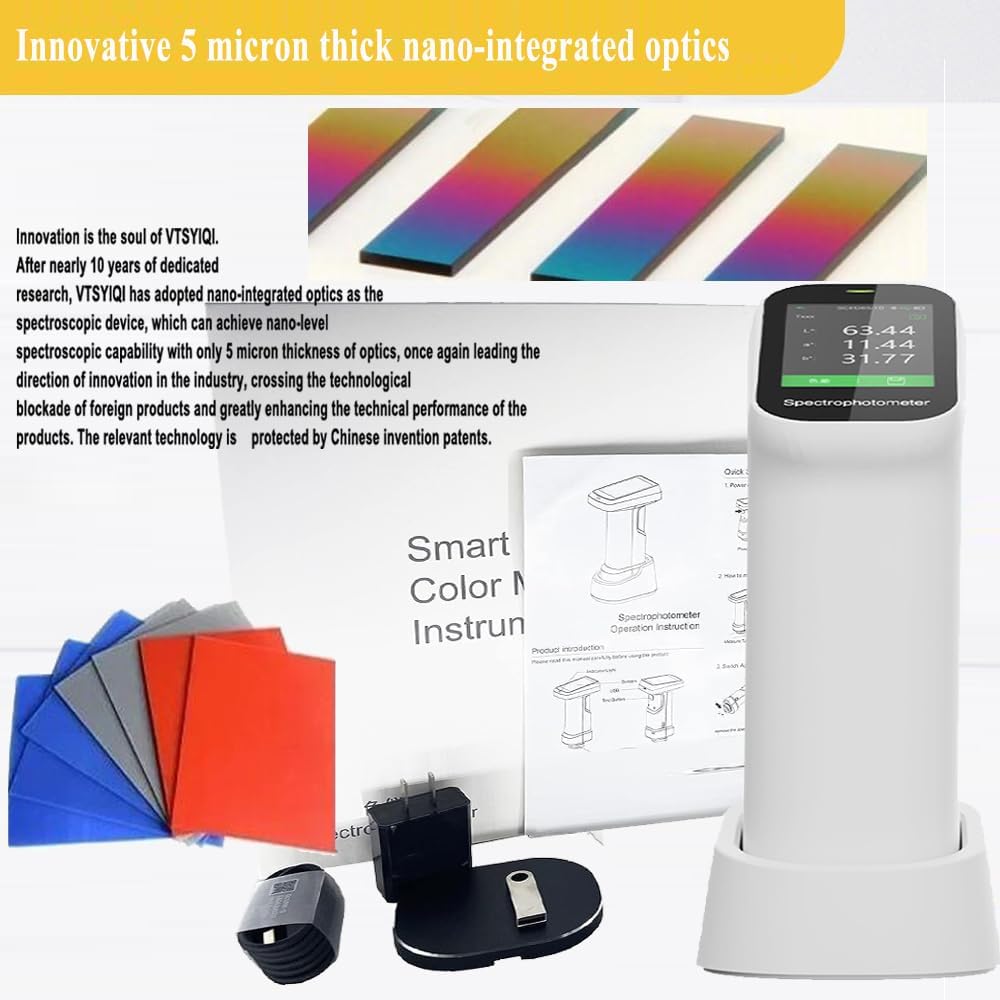 VTSYIQI Paint Spectrophotometer Grating Spectrophotometer Smart Color Measuring Instrument with Φ8mm Φ11mm Measuring Diameter Display Accuracy 0.01 D/8 SCI Structure Repeatability ΔE*ab≤ 0.04