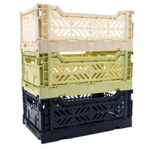 aykasa collapsible storage bins, plastic crate for storage, collapsible crate, utility stackable box