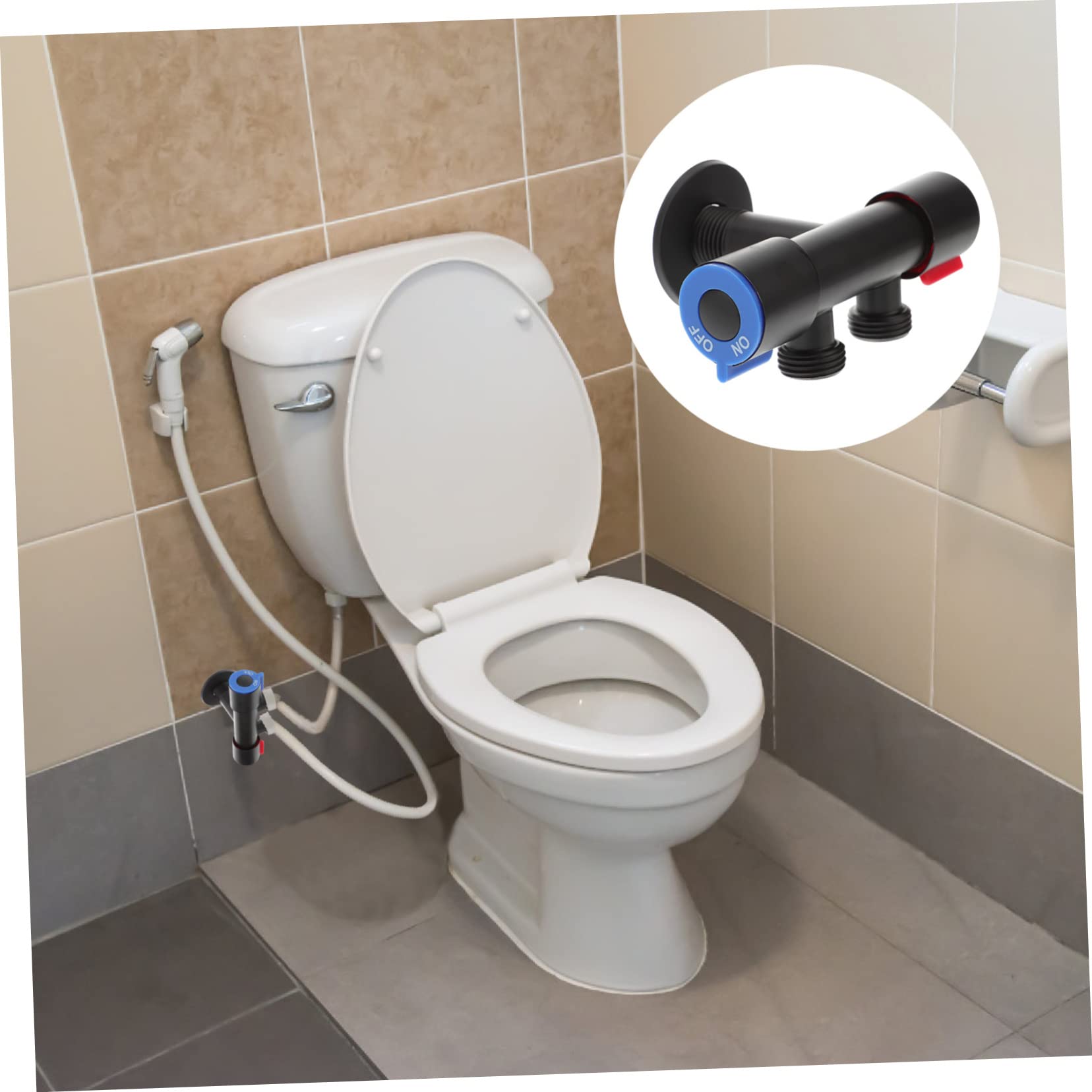 BUTIFULSIC Toilet Control Valve Angle Valve Stainless Toilet Shut off Valve Angle Stop Valve Straight Stop Valve Toilet Bowl Sitz Bath for Toilet Seat Bidet Black 304 Stainless Steel