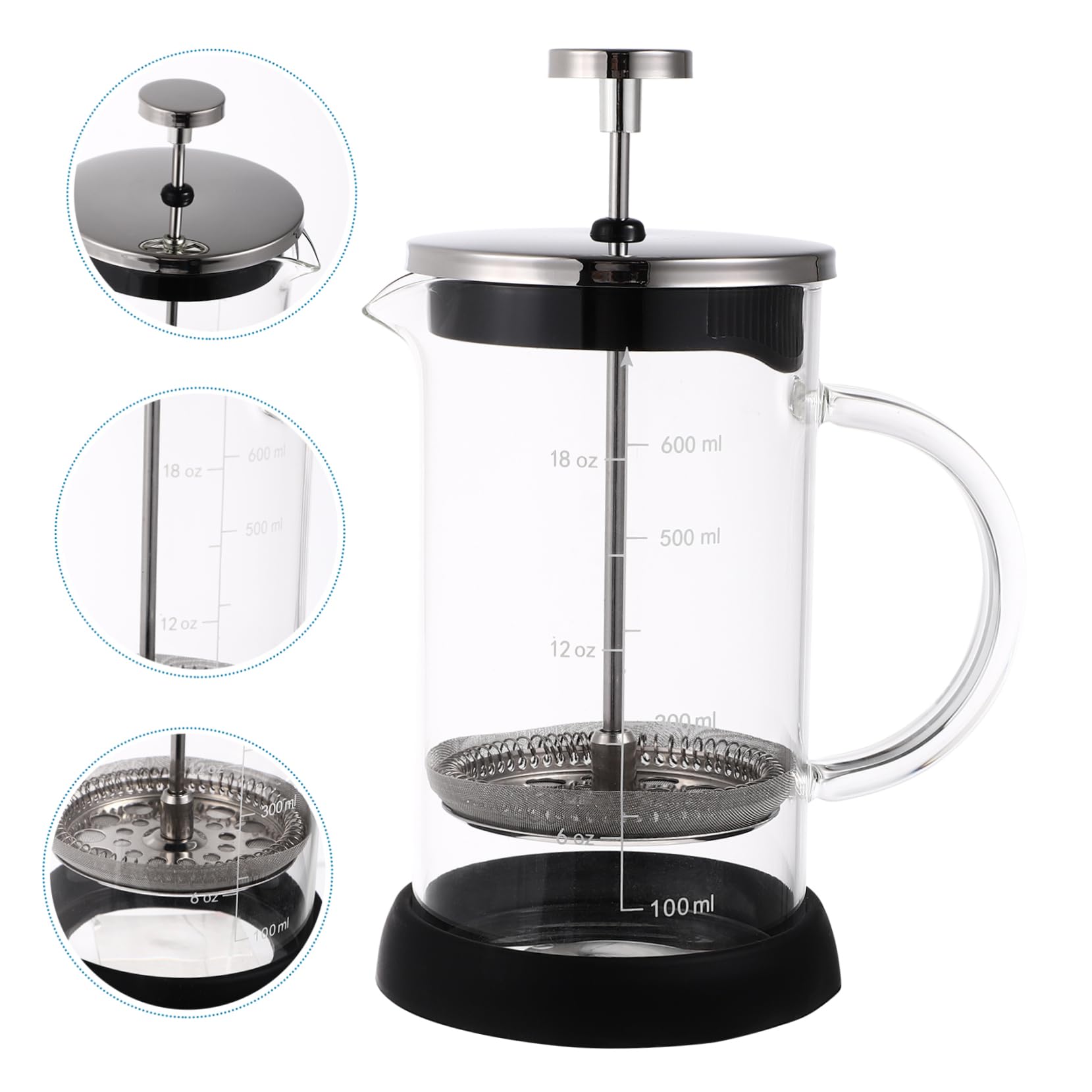 CIYODO 1pc Espresso Machine Espresso Ground Coffee Manual Coffee Press Double Walled Coffee Pot Pour- over Coffee Maker Tea Infuser Tea Kettle Transparent Stainless Steel