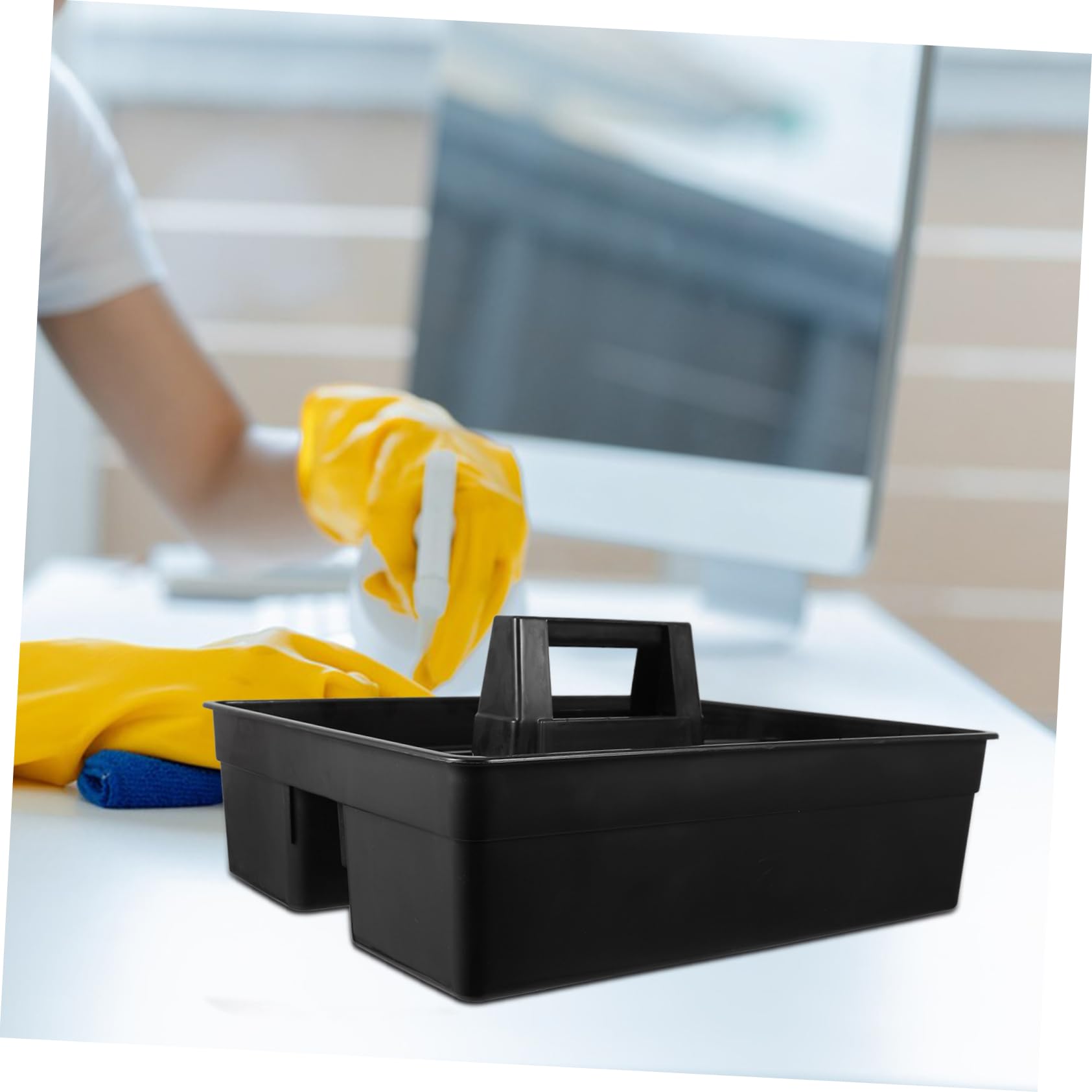 OKUMEYR Cleaning Tote Caddy Plastic Cleaning Caddy with Handle for Hotel Housekeeping Storage Organizer for Cleaning Supplies Portable Tool Tote for Household Use