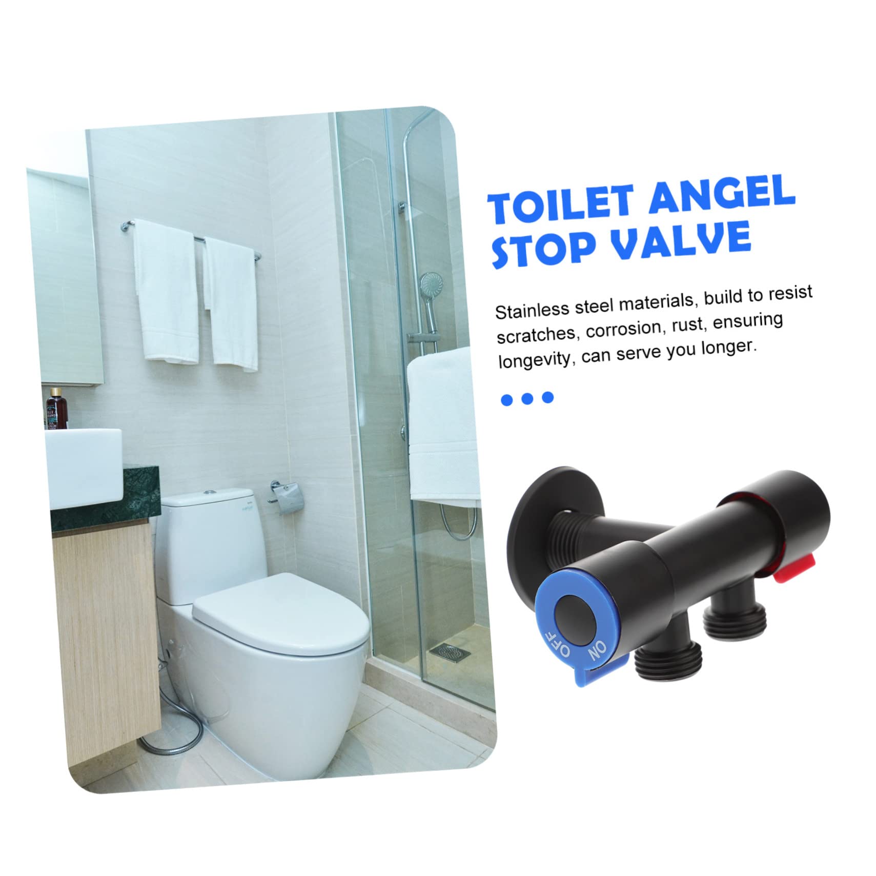 BUTIFULSIC Toilet Control Valve Angle Valve Stainless Toilet Shut off Valve Angle Stop Valve Straight Stop Valve Toilet Bowl Sitz Bath for Toilet Seat Bidet Black 304 Stainless Steel