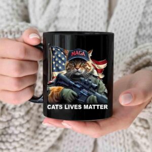 HIPPO HUG Cats Lives Matter Funny Trump 2024 Cat MAGA Black Mug - MG9a00d2adMug (Black, 11oz)