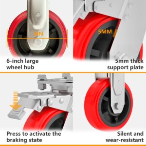 Steel Panel Truck, Heavy Duty Drywall Cart Lumber Cart Platform Truck Flat Cart, 2000lbs Hand Truck Push Cart Dolly with 6" Swivel Brake Casters and 3 Side Handrails(36" x 24")