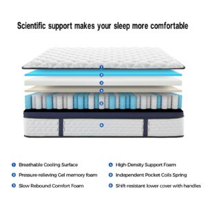 KauRelax King Size Mattress,12 Inch King Mattress in a Box,Medium Firm Hybrid Mattress with Gel Memory Foam and Pocket Springs,Pressure Relief,Bed in Box,CertiPUR-US Certified