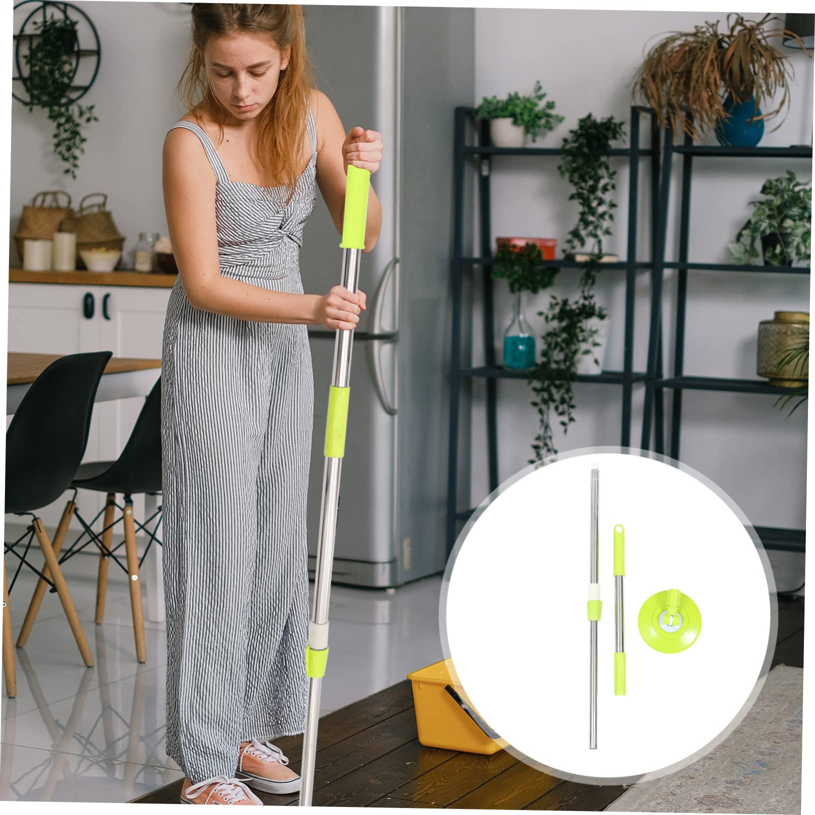 BUTIFULSIC 1 Set Mop Pole Rotating Mop Accessory Rod Handle Mop Rod Mopping Commercial Mop Mopa para Limpiar Pisos Turnicate Kit Replacement Rotating Rotary Mop Rod Mops Green Stainless Steel