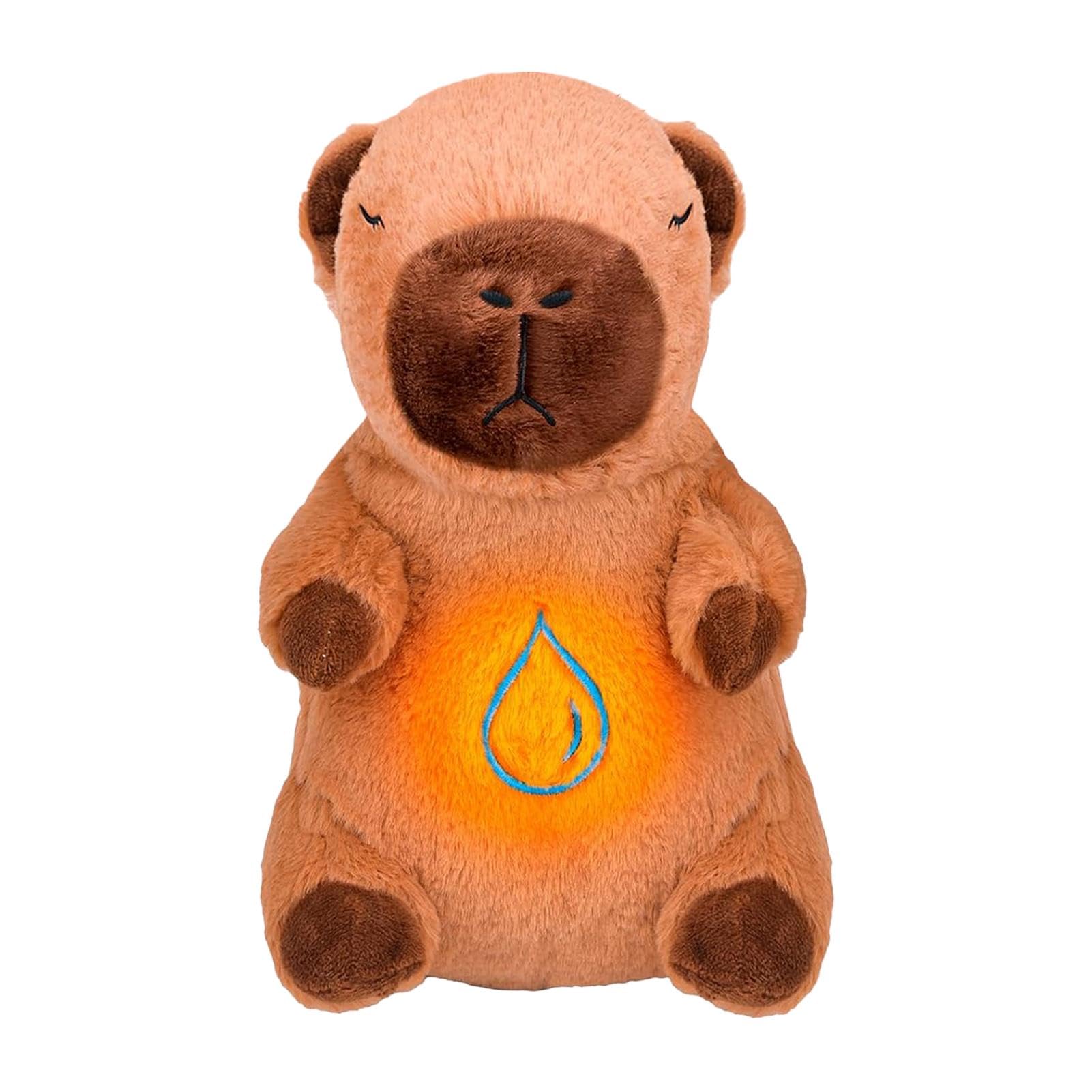 Huvqianu Capybara Plush Toy, Soothing Stuffed Animals, Light-Up Plush Doll, Stress Relief Plushie, Musical Plush Toy, Soft Capybara Pillow, Breathing Plush Toy for Adults and Kids