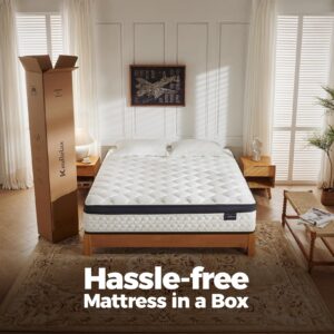 KauRelax King Size Mattress,12 Inch King Mattress in a Box,Medium Firm Hybrid Mattress with Gel Memory Foam and Pocket Springs,Pressure Relief,Bed in Box,CertiPUR-US Certified