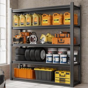 howezone 72" h garage shelving 2000lbs heavy duty storage shelves adjustable 5 tier metal shelves for storage garage industrial shelving utility racks,16" d x35.5 wx72 h,black