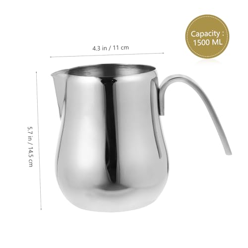 HOLIDYOYO Milk Frother Cup Stainless Steel Cup for Milk Machine Coffee Pitcher Greek Coffee Maker Tea Kettle Espresso Milk Frothing Pitcher Steaming Pitcher Frother Jug for Espresso Silver