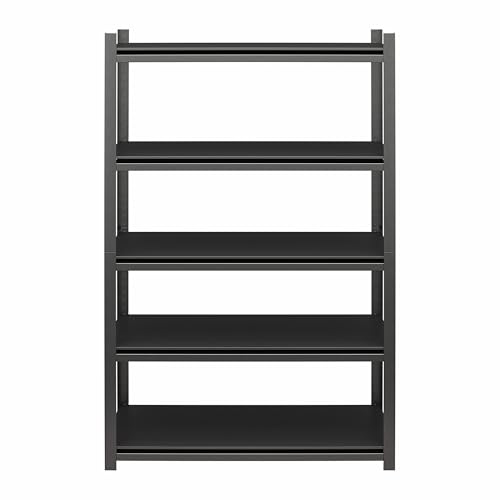 IKGH 5-Shelf Toolless Steel Garage Storage Shelving, 72" H x 48" W x 24" D, 4,000lb Capacity, Pewter Gray with Black Shelves