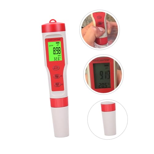 SOESFOUFU 4 Ph Pen Ppm Ph Meter for Water Aquarium Ph Meter Digital Tester Pen Water Ph Level Tester Digital Water Meter Pen Digital Ph Tester and Ec Meter Ec Water Test Ph and Meter Red PVC