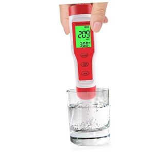 SOESFOUFU 4 Ph Pen Ppm Ph Meter for Water Aquarium Ph Meter Digital Tester Pen Water Ph Level Tester Digital Water Meter Pen Digital Ph Tester and Ec Meter Ec Water Test Ph and Meter Red PVC