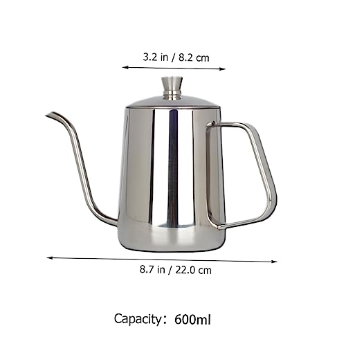 PAMINGONO Coffee Pot Mini Tea Kettle Coffee Spout Coffee Kettle Espresso Coffee Coffee Maker for Camping Tea Pitcher with Lid Spout Kettle Stainless Steel Silver