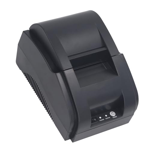 Brilluxa Thermal Printer, 58MM POS Receipt Printer, 58mm Thermal Receipt Printer Low Noise High Speed Printing USB Interface Portable Thermal Printer