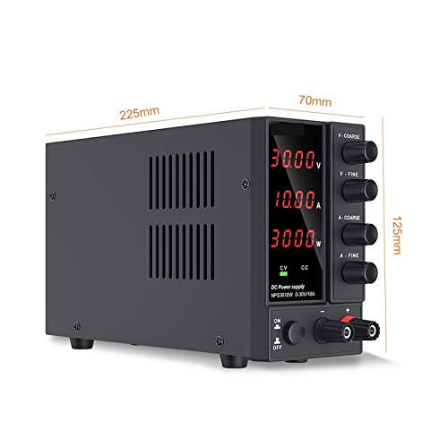 Adjustable DC Power Supply 30V 10A LED Lab Power Supply 60V 5A Voltage Regulator Stabilizer Switching Bench Source(3Digits 0-30V 0-10A)