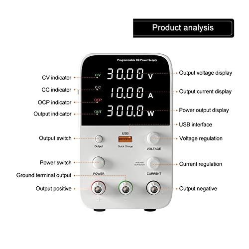 DC Power Supply, Laboratory Workbench Power Supply 30V 10A Adjustable DC Power Supply Programmable Memory Function Switching Power Supply,Electroplating DIY(WPS605B 60V 5A)