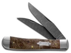 case xx trapper damascus steel natural maple burl wood 15090 pocket knife